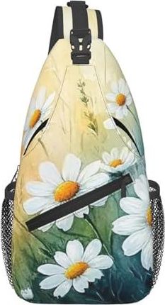 Generic Sac &agrave; dos &agrave; bandouli&egrave;re pour homme Motif fleurs blanches