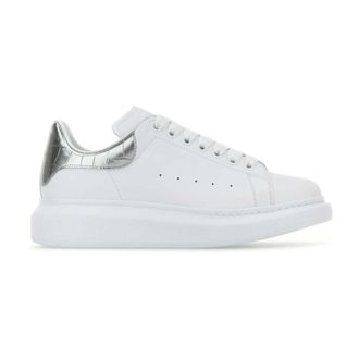 Alexander McQueen Wei&szlig;e Ledersneakers mit Silberner Ferse - - Shoes - Damen - Wei&szlig; - 40 EU
