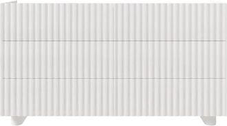 Selsey Kommode Weiß Hochglanz mit Geriffelten Fronten 6 Schubladen Laminierte MDF 16/18mm Push-to-Open System Abgerundete Ecken Ideal für Schlafzimmer/Wohnzi