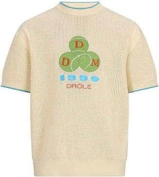 Dr&ocirc;le de Monsieur T-shirt en maille ajour&eacute;e &agrave; broderies