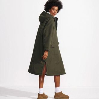 Lands End Umziehmantel mit Teddyfutter, Damen, Größe:40-42 regular, Grün, Polyester, by Lands End