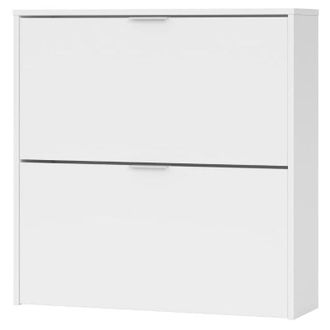 HOGAR 24 Hogar24 - Meuble &agrave; chaussures avec 2 portes pliantes en blanc mat, meuble de couloir de chambre &agrave; coucher de style moderne 76 x 75 x 22 cm