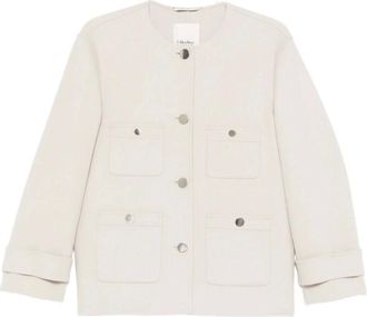 Max Mara Femme, Vestes, Beige, Taille: 36 FR Veste à col rond et boutonnée sur le devant