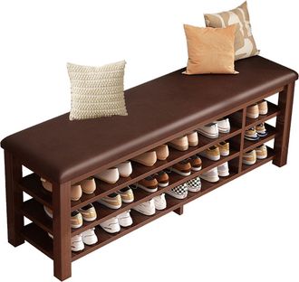 Generic Eingangsschuhbank mit Stauraum unter Sitzmaserholz -Bauschuhgeschäft Organizer Schrank für die Eingriffshalle Tür braun 100cm