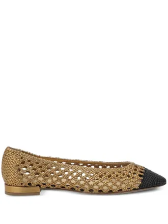 Francesco Russo ballerines &agrave; design tress&eacute; - Or