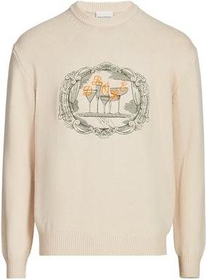 Dr&ocirc;le de Monsieur Pull ample brod&eacute; en laine et coton