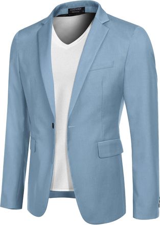 Coofandy Herrensakko Herren Sakko Anzugjacke Business Sakko Anzug-Jackett Regular Fit Freizeit Jackett Sportsakko für Hochzeit Klassischer Jackett Klares Blau 