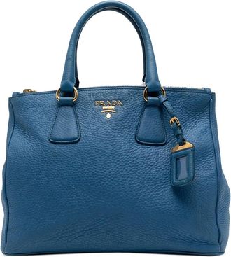Prada sac à bandoulière Vitello Daino Double Zip Convertible Tote (2010-2025) - Bleu