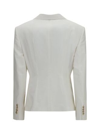 Dolce & Gabbana Womens Double-Breasted Blazer Bianco Ottico Cotton; Silk Blazers & Vests