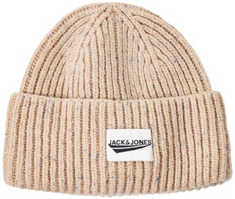 Jack & Jones Herren Jack & Jones Gerippte Mütze | Winter Beanie Kopfbedeckung | Hipster Hat JACIVAR, Größen:One Size, Farben:Beige
