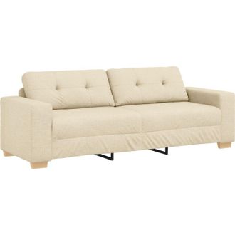vidaXL 3-Sitzer Sofa mit Kissen Creme Stoff Vidaxl