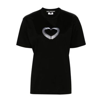 Junya Watanabe Schwarze Herzgrafik T-Shirts und Polos - - Tops - Damen - Schwarzk - S
