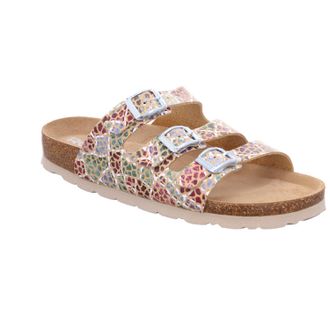 Rohde Pantolette ROHDE Alba, Damen, Gr. 36, camelfarben kombiniert, Nubuklederimitat, mehrfarbig, Schuhe Pantolette, Sommerschuh, Schlappen, Hausschuh mit b