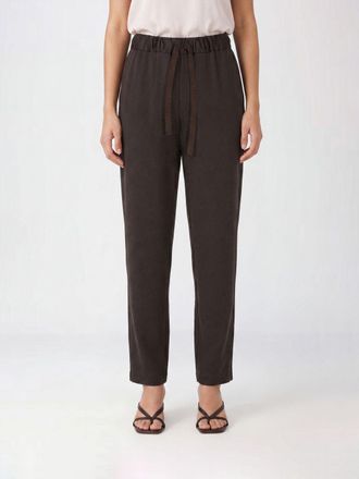 Semicouture Pantalon skinny en m&eacute;lange de coton avec cordon de serrage &agrave; la taille