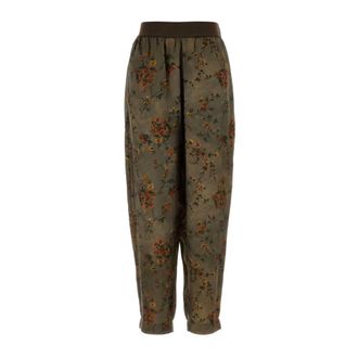 Uma Wang Bedruckte Satin Palmer Hose - - Trousers - Damen - Gr&uuml;n - S
