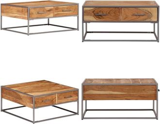 vidaXL Vidaxl - Couchtisch 75x75x35 cm Massivholz Akazie - Massivholzm&ouml;bel - Akaciaschreibtisch - Vintage Schreibtisch - Industriel Style - Wohnzimmerstil