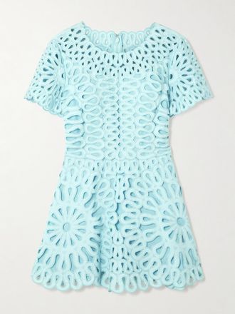 SIMKHAI Emrys Minikleid Aus Einer Baumwollmischung Mit Lochstickerei - Blau