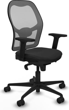 Piqueras y Crespo Schreibtischstuhl aus Netzstoff mit schwarzen Armlehnen, h&ouml;henverstellbare Lendenwirbelst&uuml;tze, mit 5 Positionen und eingespritztem Schaumstoff, Grau/S