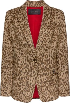 Elena Miro Femme, Vestes, Brun, Taille: 50 FR Blazer Imprim&eacute; Animal