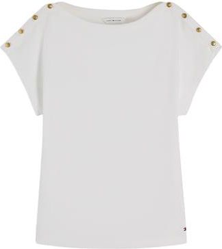 Tommy Hilfiger T-shirt &agrave; manches tombantes &agrave; boutons d&eacute;coratifs en coton