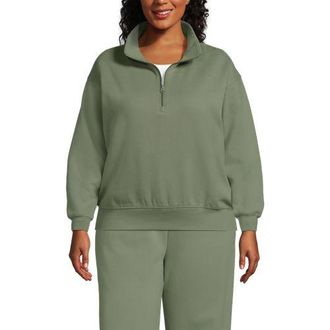 Lands End Serious Sweats Pullover mit Rei&szlig;verschluss, Damen, Gr&ouml;&szlig;e:52-54 plus, Gr&uuml;n, Baumwoll-Mischung/Polyester-Mischung, by Lands End