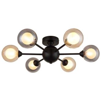 Globo Lighting Deckenleuchte Deckenlampe Wohnzimmerlampe Metall schwarz matt Glaskugeln D 55 cm