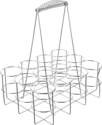 Cabilock Flaschenträger Metall 12 Flaschen Flaschenhalter Flaschenkorb Bierkasten Bier Rack mit Haltegriff für Dosen Bier Wein Grill Hotel Restaurant Bar Silbe