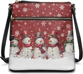Coloranimal Sac &agrave; bandouli&egrave;re l&eacute;ger en cuir pour femme sur le th&egrave;me de No&euml;l pour t&eacute;l&eacute;phone portable, No&euml;l bonhomme de neige flocon de neige