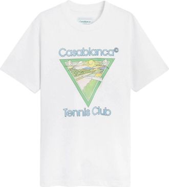 Casablanca Homme, Tops, Blanc, Taille: XL Poolside Short Sleeve T-Shirt