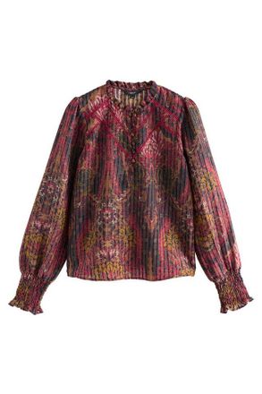 Next Langarmbluse Chenille-Langarmbluse mit Gittereinsatz (1-tlg)