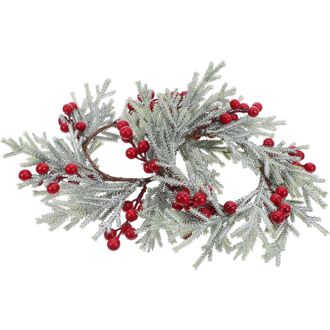 Angoily DIYEAH 2st&uuml;cke Kranzringe f&uuml;r Stabkerzen Weihnachtskranzringe mit Kiefernnadeln und Beeren Tischdeko im Landhausstil Adventskerzen-Display Kerzenkranz