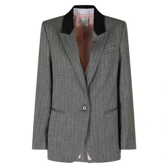 Forte_Forte Samtkragen Jasp Chevron Blazer - - Jackets - Damen - Schwarzk - S