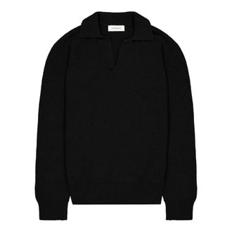Laneus Langarm Strick-Polo Pullover - - Knitwear - Herren - Schwarzk - L
