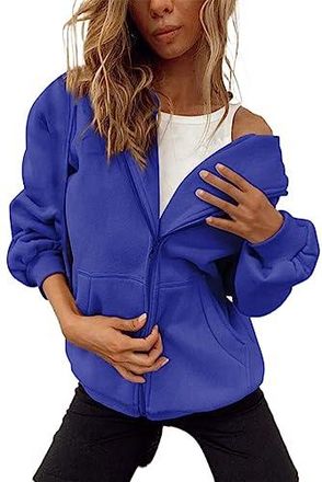 Generic Sweat &agrave; capuche zipp&eacute; pour femme grande taille | Chandails en molleton avec poches dhiver chaud pour femmes, sweat &agrave; capuche avec cordon de serrage, c