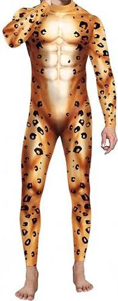 Ocean Plus Hommes Halloween Squelette Costume Combinaison Skinny Animal S&eacute;rie Impression Num&eacute;rique Combinaison (L, L&eacute;opard)