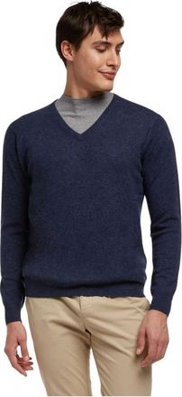 Brooks Brothers Homme, Pulls, Bleu, Taille: S Pull en Laine et Cachemire Col V