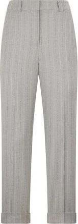 PESERICO Femme, Pantalons, Gris, Taille: 38 FR Pantalon &Eacute;l&eacute;gant &agrave; Rayures Fines