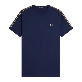 Fred Perry Homme, Tops, Bleu, Taille: 2XL Contrast Tape Ringer T-Shirt