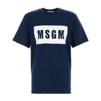 Msgm Msgm, Homme, Tops, Bleu, Taille: XL T-shirt en coton bleu marine