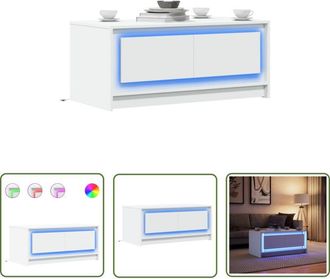 vidaXL The Living Store - vidaXL LED-Couchtisch Wei&szlig; Holzwerkstoff