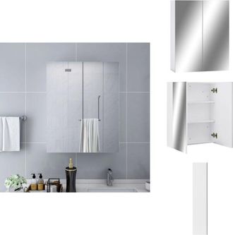 vidaXL Bad-Spiegelschrank Wei&szlig; 60x15x75 cm mdf - Badezimmerspiegel - Spiegelschrank - Badm&ouml;bel - Aufbewahrungsschrank - Wei&szlig;er Spiegelschrank
