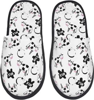 Generic Peluche Pantoufles Imprim&eacute; mignon de vache et de taches de lait L&eacute;g&egrave;re Chaussons Homme Chaud Unisex Pantoufles Maison Homme Femme M