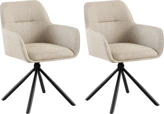 Clp 2er Set Stuhl Tipton Stoffbezug I Schwenkbarer Esszimmerstuhl mit Stoffbezug I Polsterstuhl mit Rückenlehne I Sessel, Farbe:Taupe