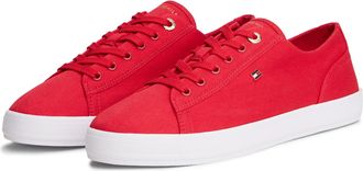 Tommy Hilfiger Plateausneaker TOMMY HILFIGER TH FOXING SNEAKER CANVAS, Damen, Gr. 36, rot, Textil, unifarben, Basic, Schuhe Plateausneaker, Freizeitschuh, Halbschuh,