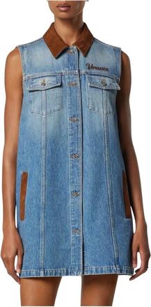 Versace Femme, Robes, Bleu, Taille: 40 FR Denim A-Line Dress