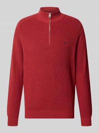 Fynch-Hatton Regular Fit Strickpullover aus reiner Baumwolle mit Troyer-Kragen
