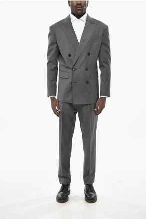 Dsquared2 Virgin Wool Double-Breasted Suit With Flap Pockets size 46