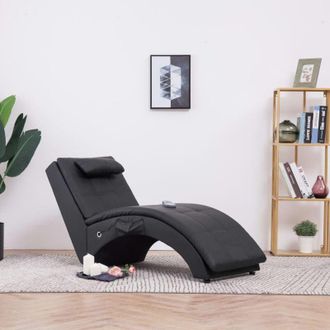 vidaXL Massage Chaiselongue mit Kissen Schwarz Kunstleder vidaXL