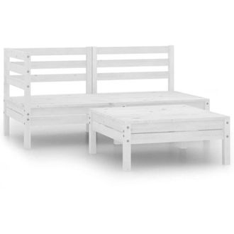 vidaXL Salon de jardin 3 pcs Bois de pin massif Blanc