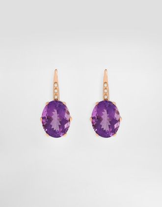 Dolce & Gabbana Anna Earrings In 18-carat Red Gold With Amethysts And Diamonds - Frau Collection Rot Onesize